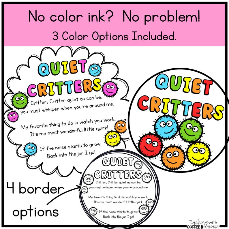 Quiet Critters Jar Labels & Rules – Classroom Management (digital ...