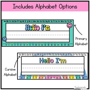 Desk Name Tags Bright Retro Editable Name Plates Rainbow Classroom ...