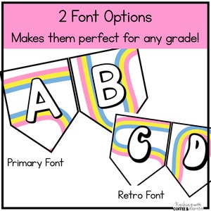 Editable Pennant Banner| Rainbow Bulletin Board Letter Banner | Retro ...