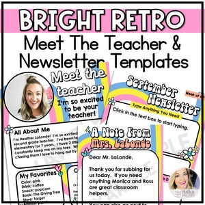 Meet the Teacher, Newsletter, and Note Templates - Editable | Rainbow ...