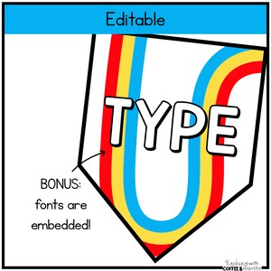 Editable Pennant Banner| Rainbow Bulletin Board Letter Banner | Retro ...