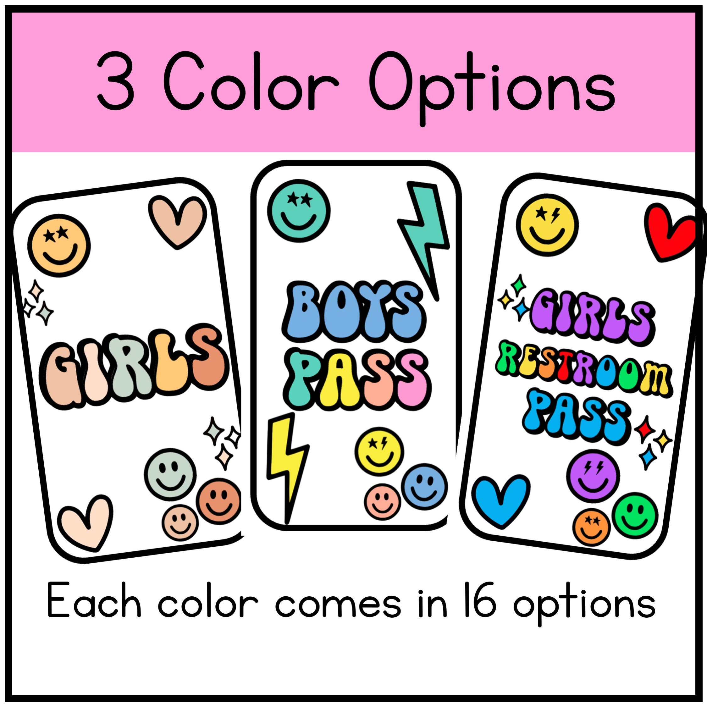 Retro Smiley Face Bathroom Pass | Printable Classroom Restroom Labels ...