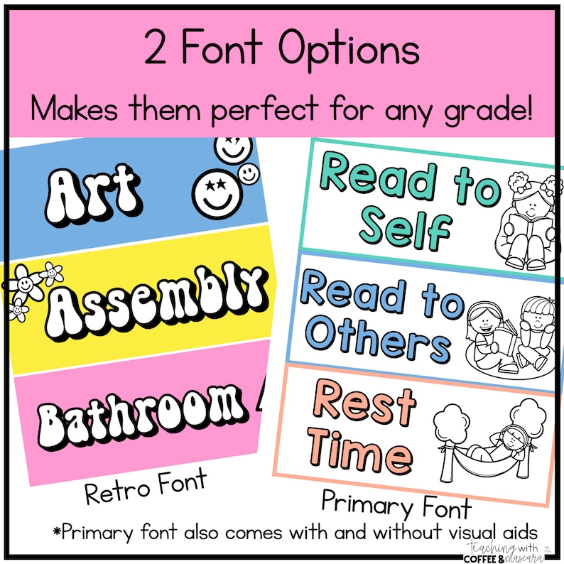 Classroom Daily Visual Schedule Cards Editable | Bright Rainbow | Retro ...