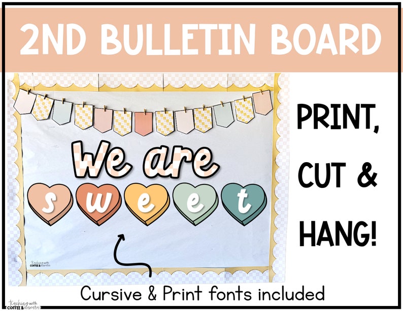 February Bulletin Board Ideas | Boho Conversation Heart Self Love ...