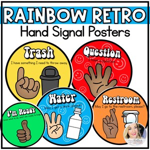 Hand Signal Posters Retro Rainbow Classroom Decor - Etsy