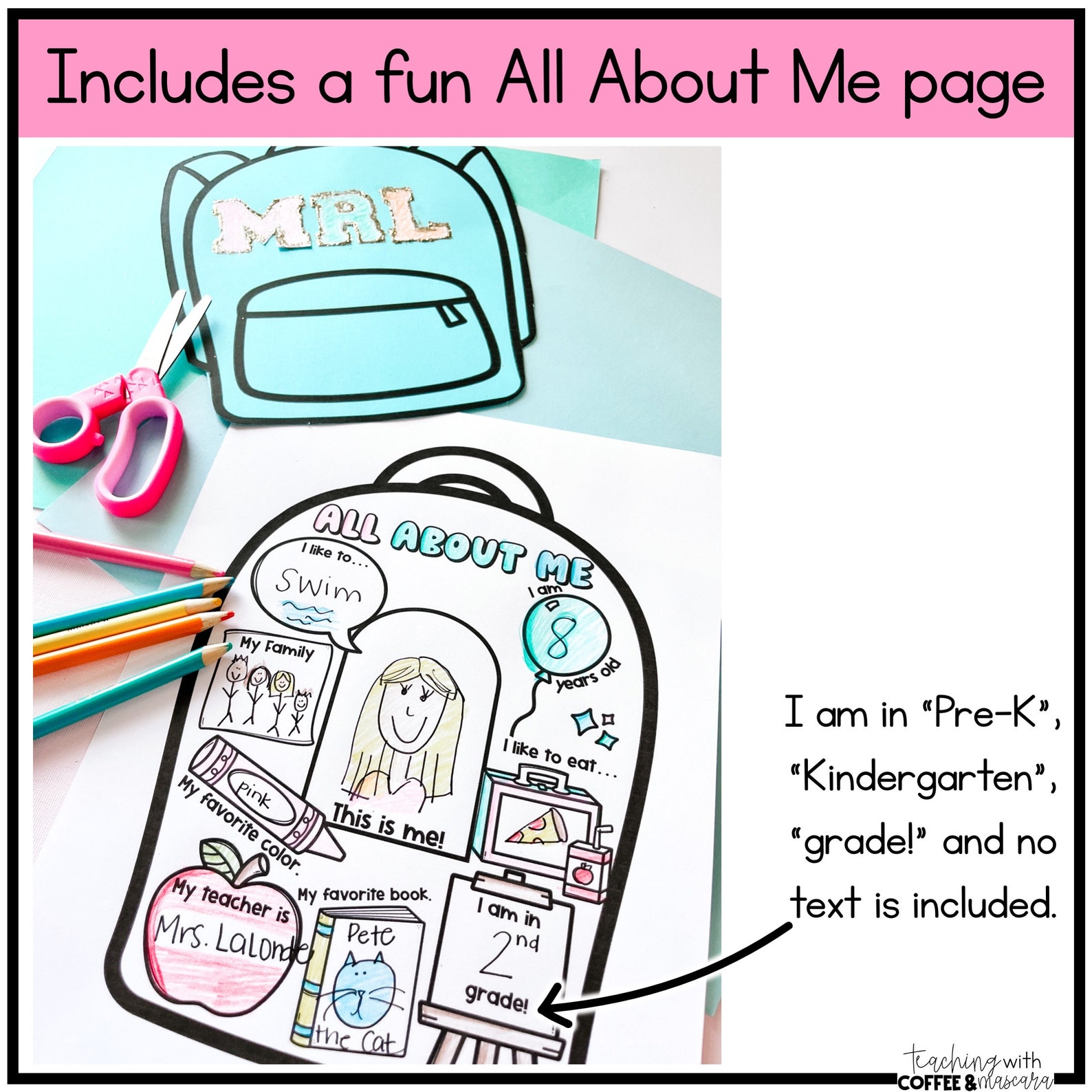 Backpack Craft All About Me Bulletin Board and Craftivity - Etsy