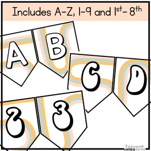 Editable Banner| Boho Rainbow Bulletin Board Letter Banner | Retro ...