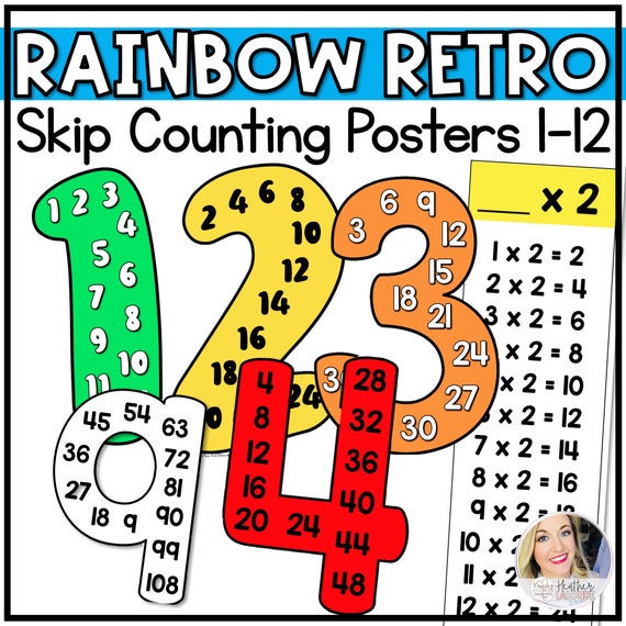 Skip Counting Posters Retro Rainbow Classroom Decor - Etsy