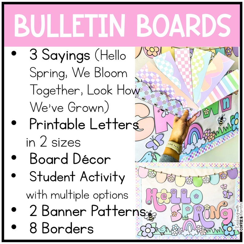 Spring Classroom Decor Bundle | Pastel Bulletin Board Letters (PDF) - Etsy