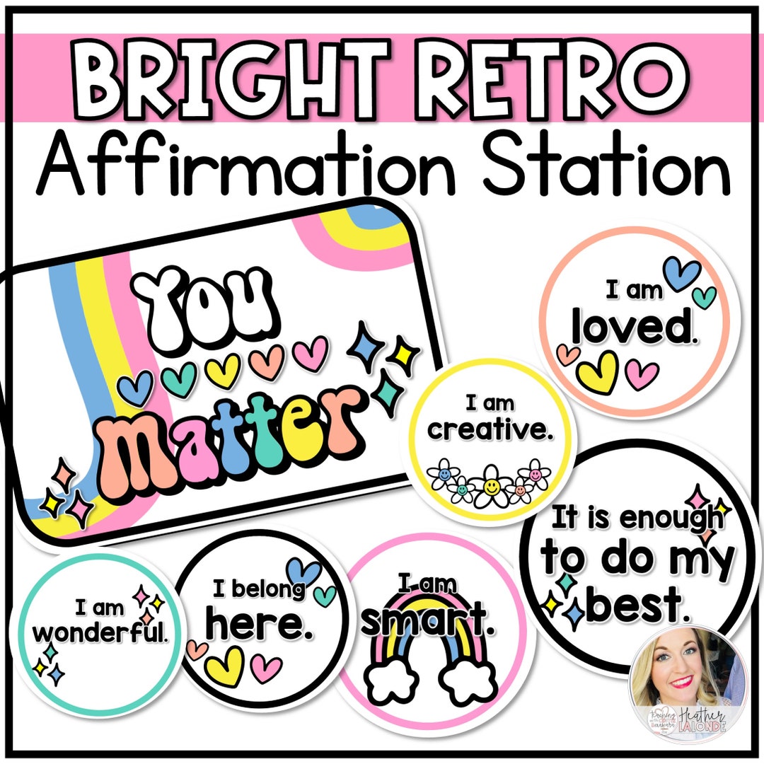 Affirmation Station Rainbow Positive Affirmations Mirror Retro ...