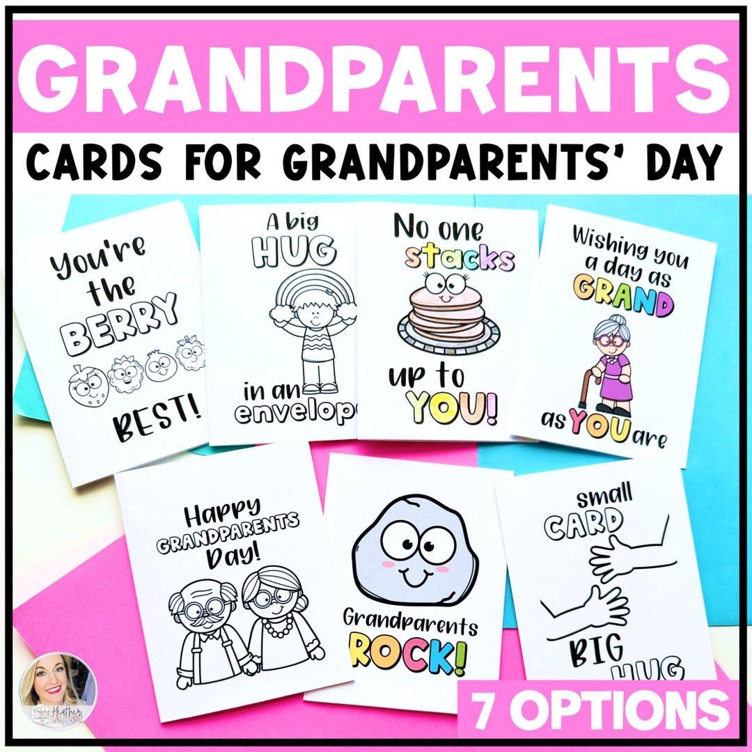Grandparents Day Coloring Cards – Gift From Grandkids (PDF Pattern) - Etsy