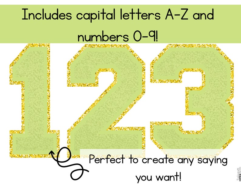 Varsity Letters | Light Green | Varsity Letter PNG Alphabet | Bulletin ...