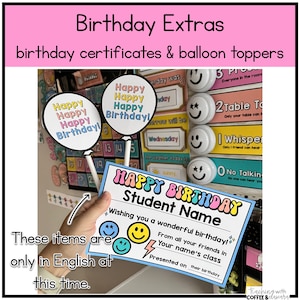 Retro Classroom Decor Birthday Display | Bright Rainbow Birthday ...