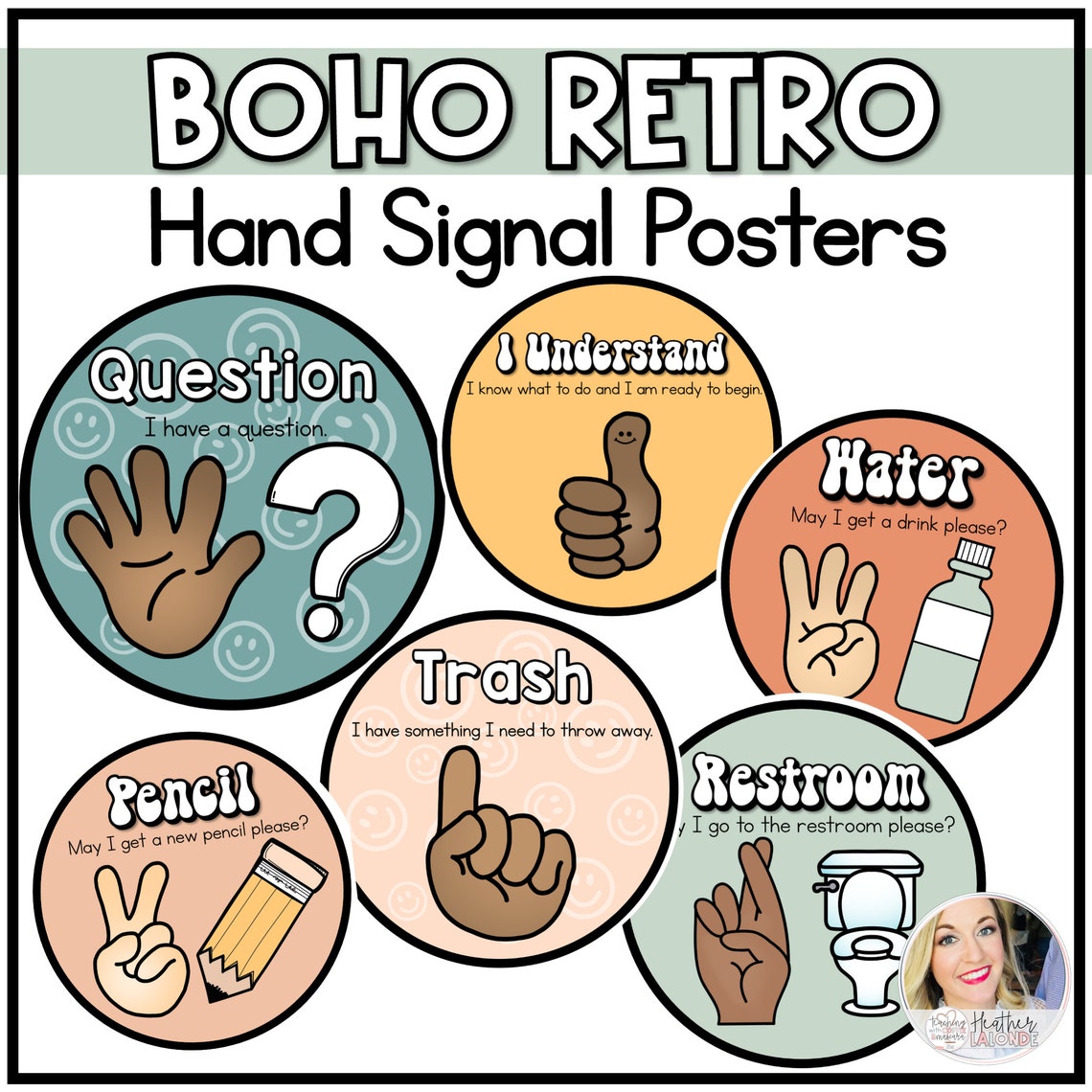 Hand Signal Posters Boho Classroom Decor Classroom - Etsy