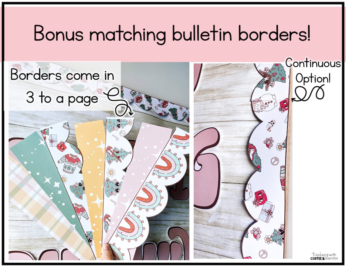 Retro Christmas Bulletin Board or Door Kit Boho Groovy - Etsy