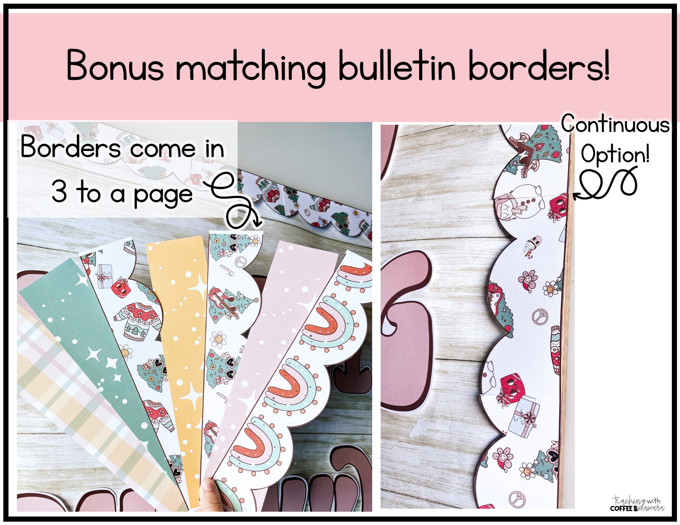 Retro Christmas Bulletin Board or Door Kit Boho Groovy - Etsy