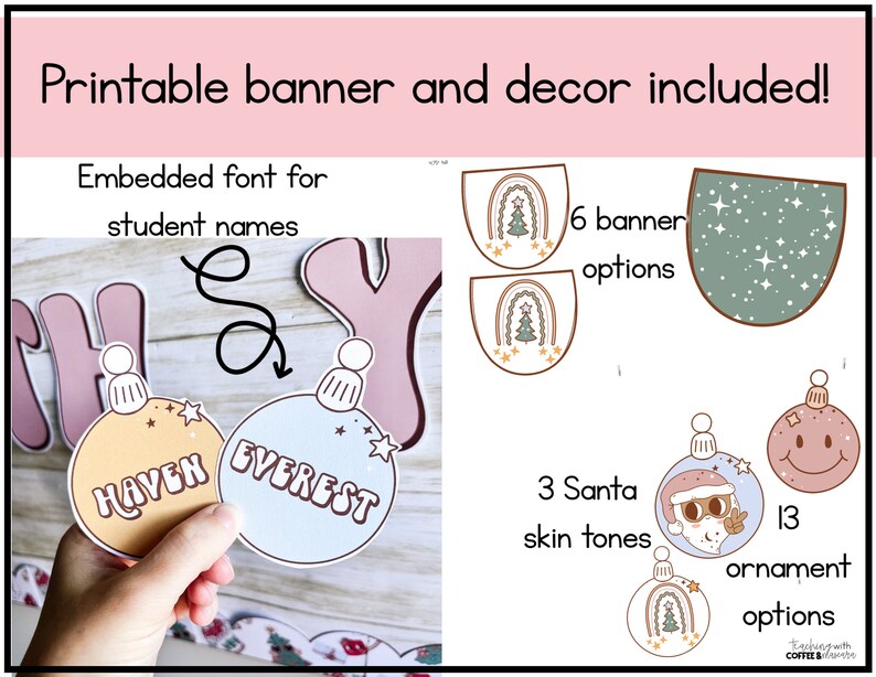 Retro Christmas Bulletin Board or Door Kit Boho Groovy - Etsy