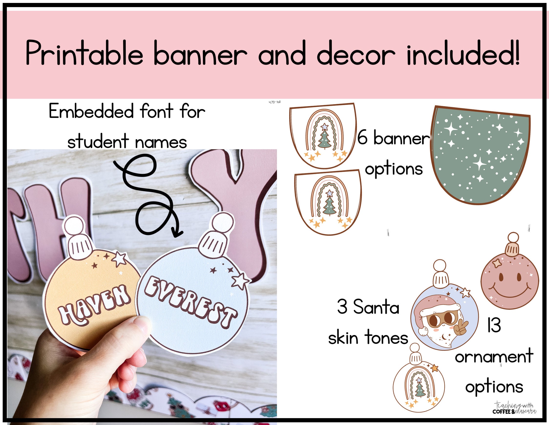 Retro Christmas Bulletin Board or Door Kit Boho Groovy - Etsy