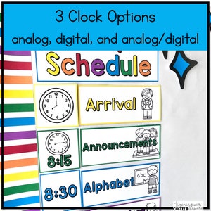 Rainbow Classroom Daily Visual Schedule Cards Editable | Primary ...