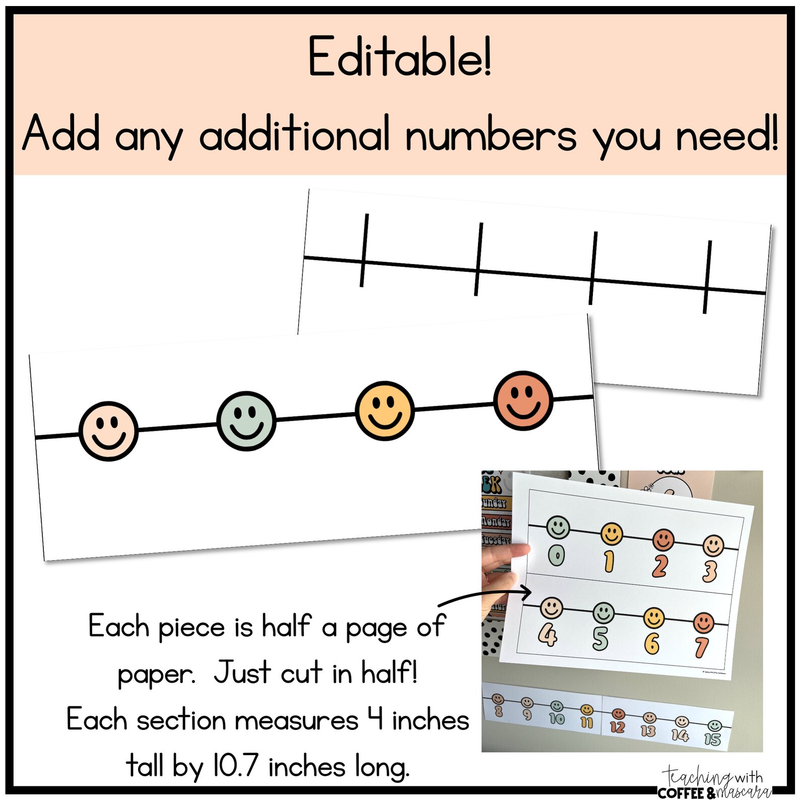 Boho Number Line Math Wall Homeschool Decor Happy Face - Etsy