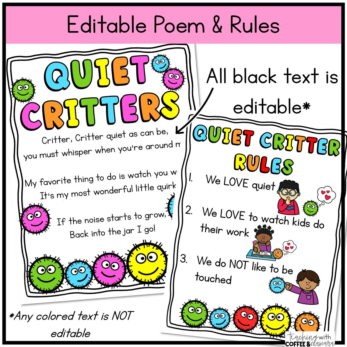 Quiet Critters Jar Label - Quiet Critters Poem Printable - Directions ...