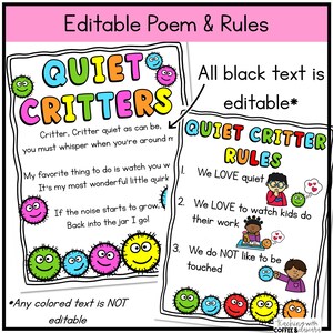 Quiet Critters Jar Labels & Rules – Classroom Management (digital ...