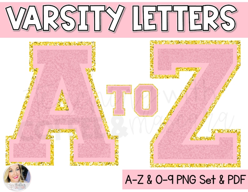 Varsity Letters | Light Pink | Varsity Letter PNG Alphabet | Bulletin ...