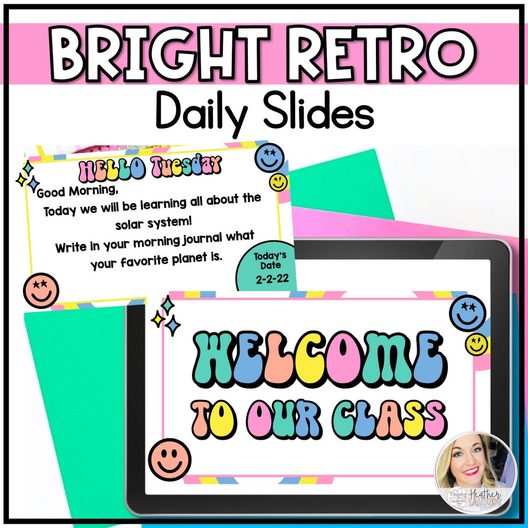 Retro Daily Slides Templates | Retro Theme | Happy Face Classroom Decor ...