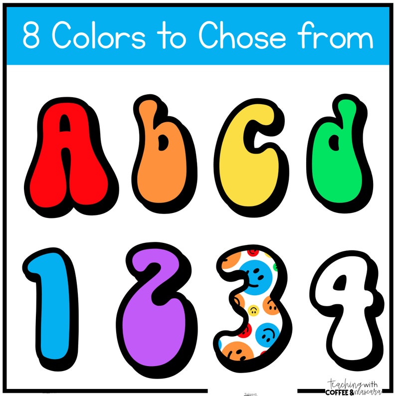 Printable Bulletin Board Letters Retro Rainbow Classroom - Etsy