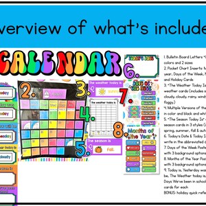 Retro Classroom Calendar Bulletin Board Set | Pocket Chart Calendar ...