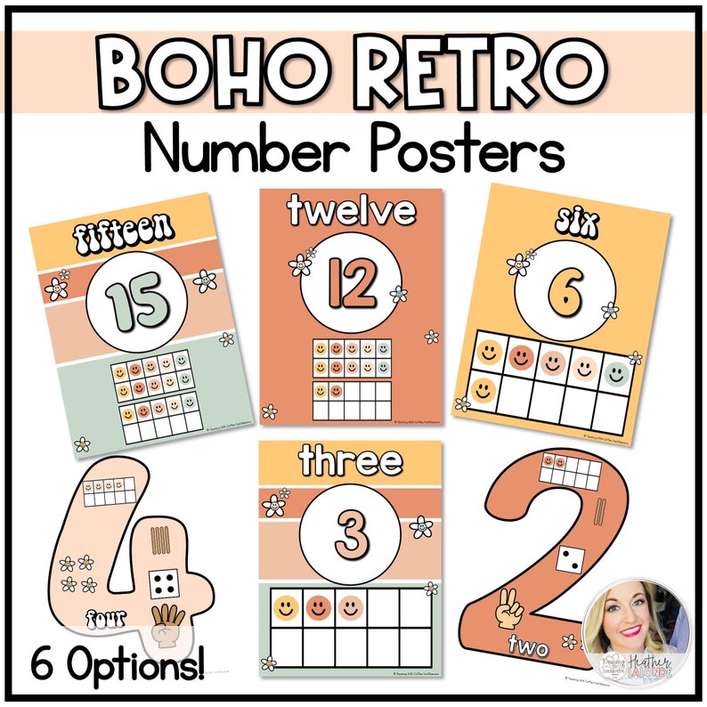 Number Posters Retro Classroom Decor Classroom Printable - Etsy