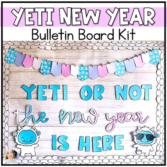 January Bulletin Board Yeti New Years Bulletin Board Kit | Etsy