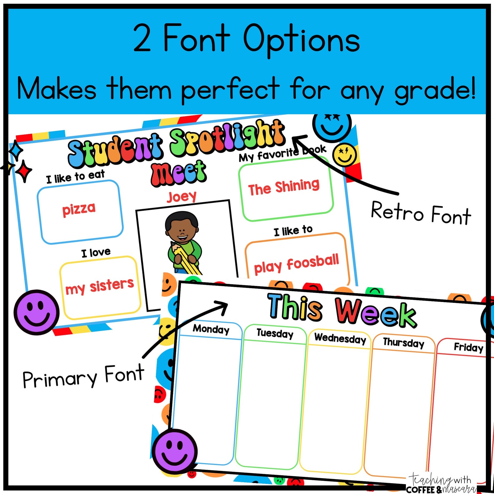 Retro Daily Slides Templates | Retro Theme | Happy Face Classroom Decor ...