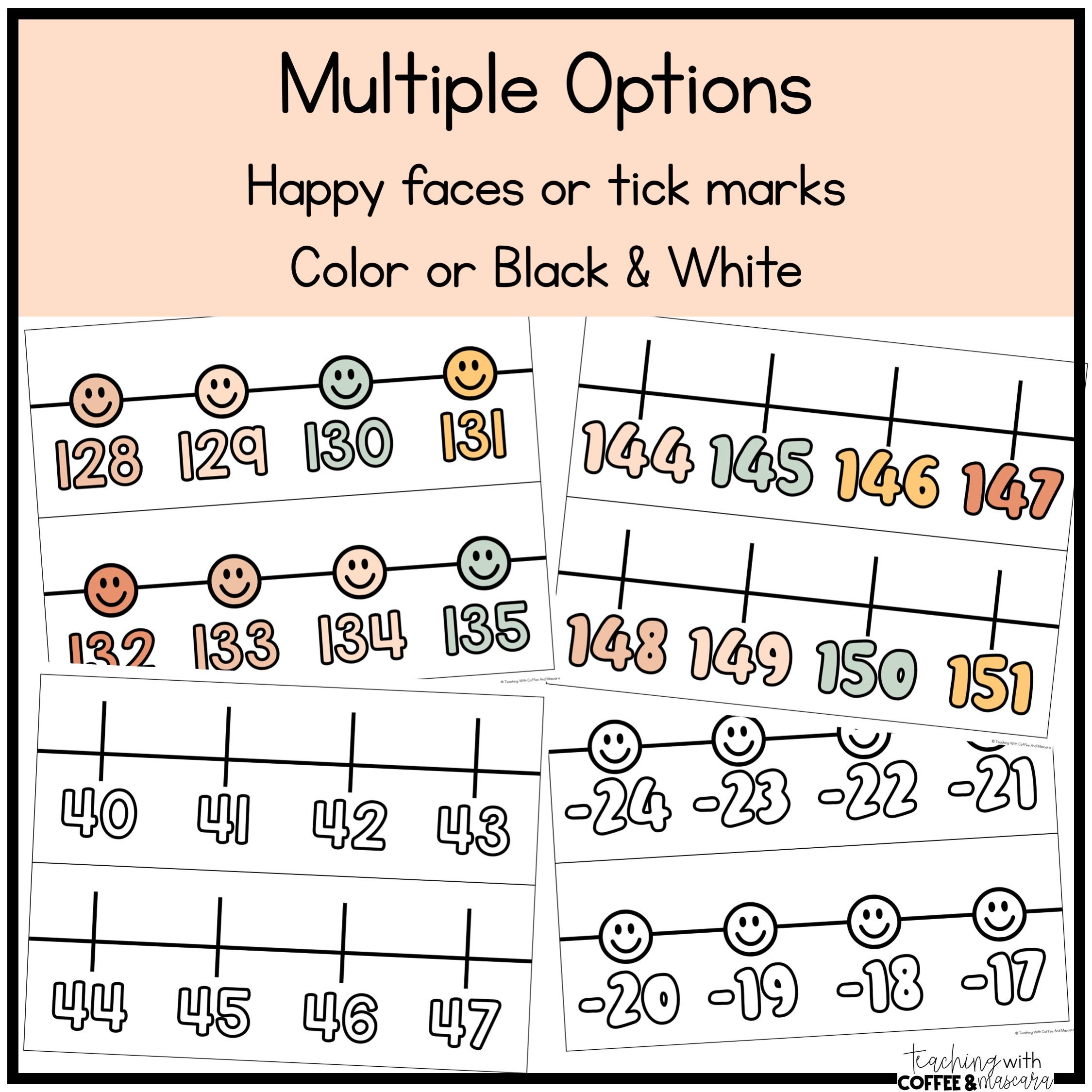 Boho Number Line Math Wall Homeschool Decor Happy Face - Etsy