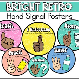 Hand Signal Posters Retro Classroom Decor Classroom - Etsy