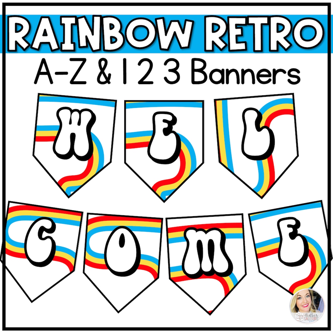 Editable Pennant Banner| Rainbow Bulletin Board Letter Banner | Retro ...