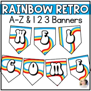 Editable Pennant Banner| Rainbow Bulletin Board Letter Banner | Retro ...