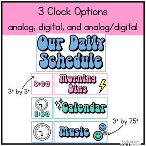 Classroom Daily Visual Schedule Cards Editable | Bright Rainbow | Retro ...