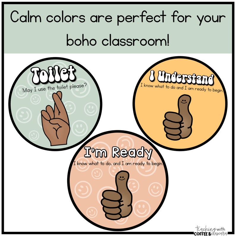 Hand Signal Posters Boho Classroom Decor Classroom - Etsy