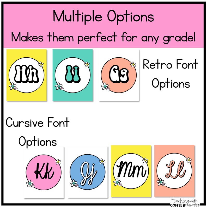 Alphabet Posters |rainbow Cursive Alphabet | Alphabet Cards With ...