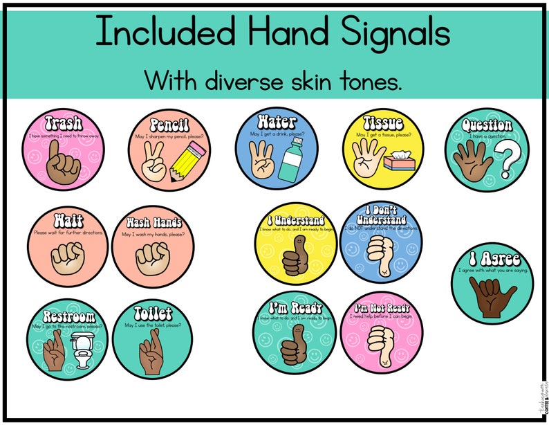 Hand Signal Posters Retro Classroom Decor Classroom - Etsy