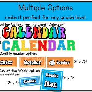 Retro Classroom Calendar Bulletin Board Set | Pocket Chart Calendar ...