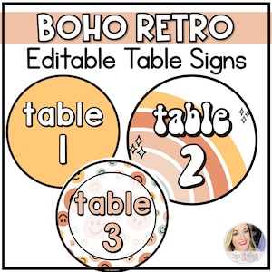 Table Numbers Boho Retro | Retro Groovy Classroom | Classroom Table ...