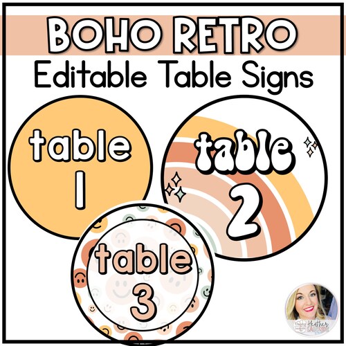Table Numbers Boho Retro Retro Groovy Classroom Classroom - Etsy