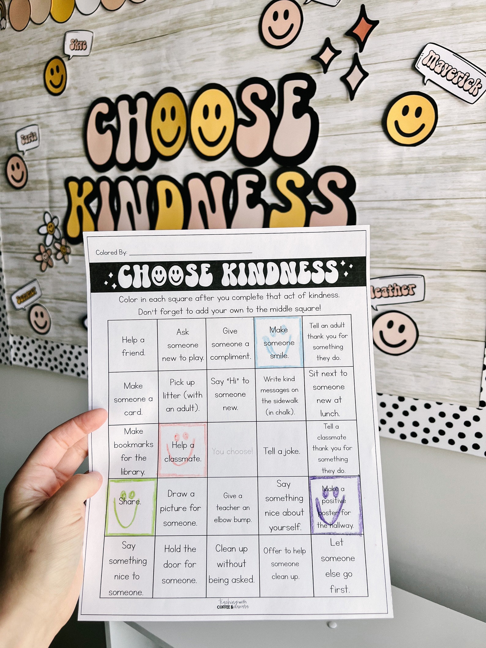 Kindness Bulletin Board Boho Classroom Decor Choose Kindness Bulletin ...