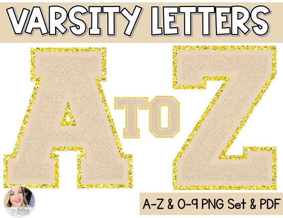 Varsity Letters Tan Varsity Letter PNG Alphabet Bulletin - Etsy