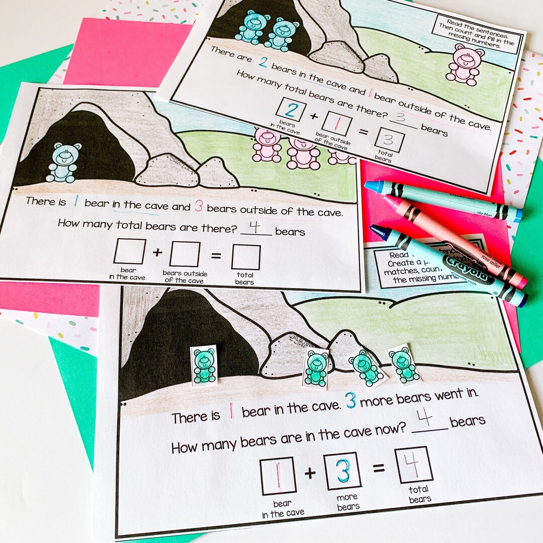 Kindergarten Addition to 10 Word Problems Beginning Reader - Etsy