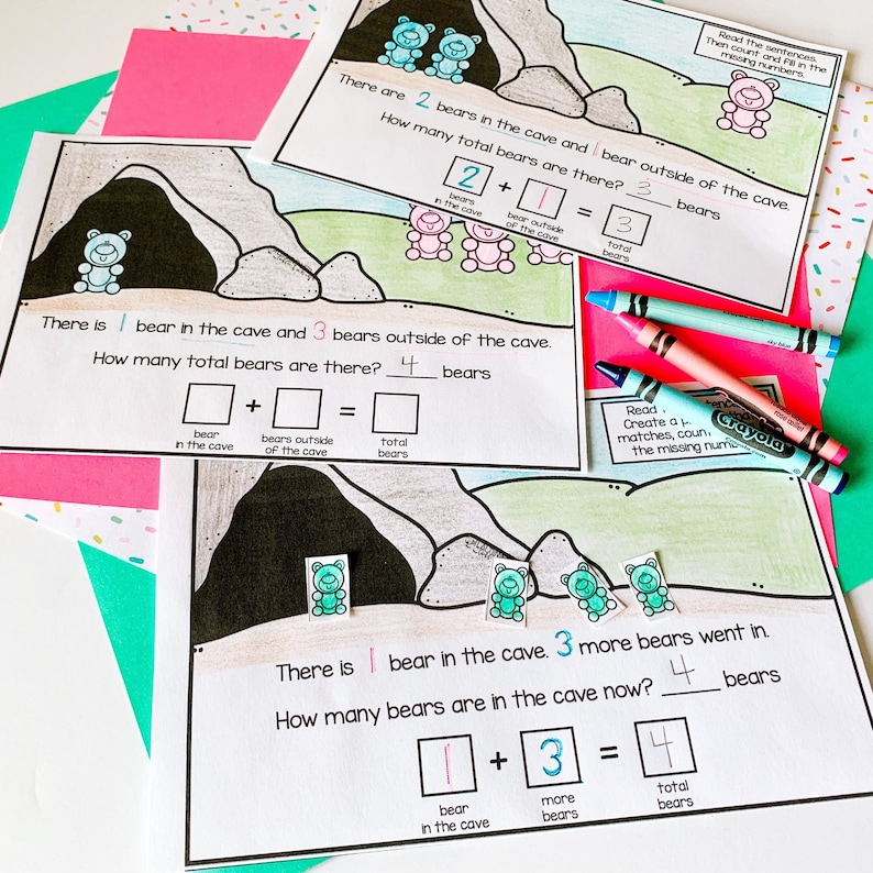 Kindergarten Addition to 10 Word Problems Beginning Reader | Etsy