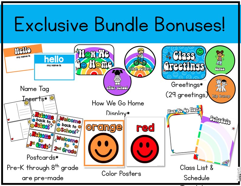 Retro Rainbow Classroom Decor Bundle | Smiley Face Classroom Decor ...