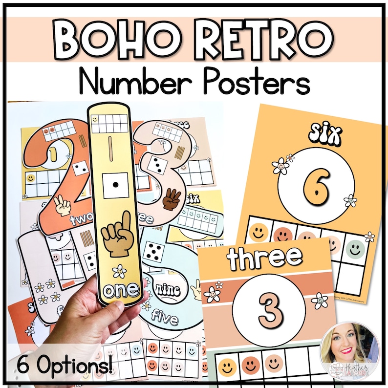 Number Posters Retro Classroom Decor Classroom Printable - Etsy